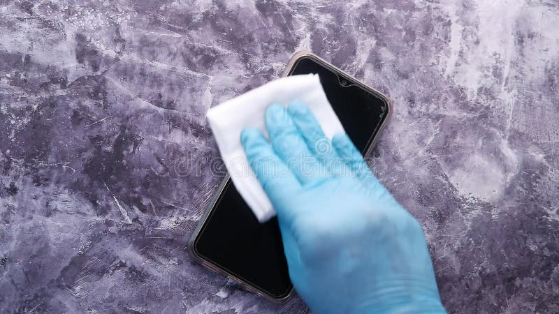 Man Hand Cleaning Mobile Phone Display. Stock Footage - Video of ...