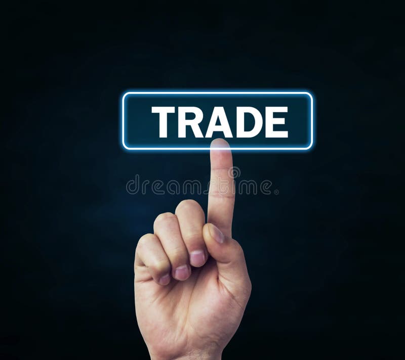 Man Hand Clicking Trade Button on Screen. Stock Image - Image of ... Man Hand Clicking Trade Button on Screen. Stock Image - Image of ...