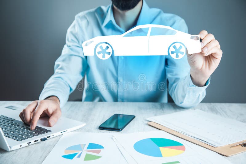 Man Hand Computer and Car in Screen Stock Image - Image of screen ...