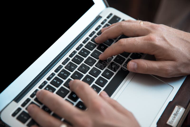 Man hand computer keyboard stock image. Image of work - 195268989