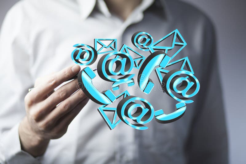 Man Hand Contact Us Concept Icons Stock Image - Image of idea ...