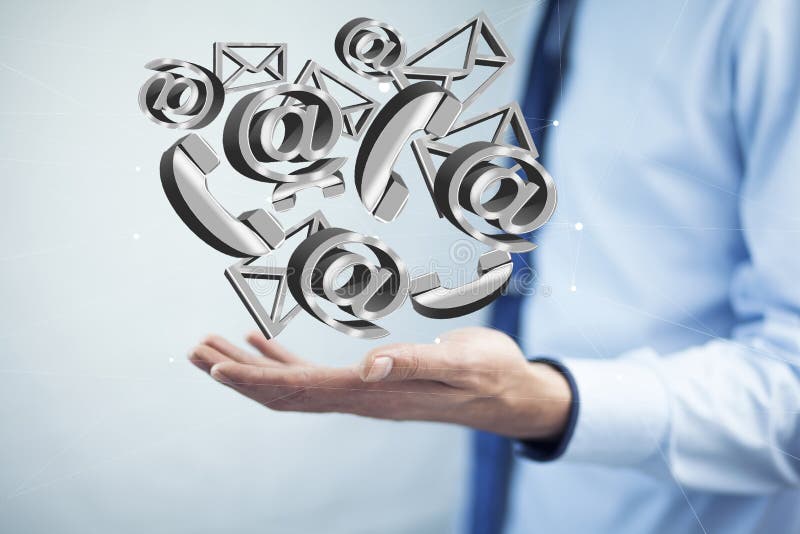 Man Hand Contact Us Concept Icons Stock Photo - Image of hand, symbol ...