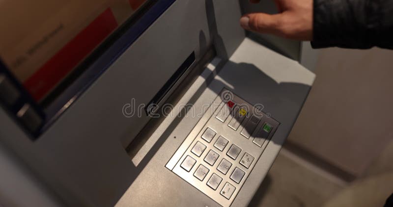 Man Hand Dials Pin Code on Terminal in ATM Stock Footage - Video of ...