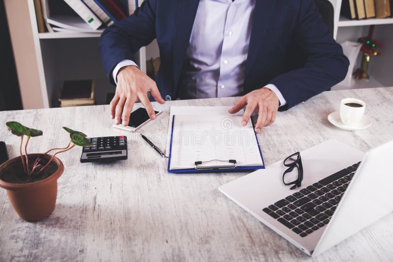 Man Hand Document with Phone Stock Photo - Image of hand, document ...