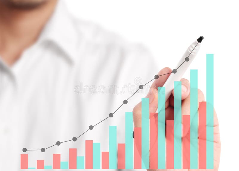 Man hand drawing chart stock image. Image of competition - 46463237