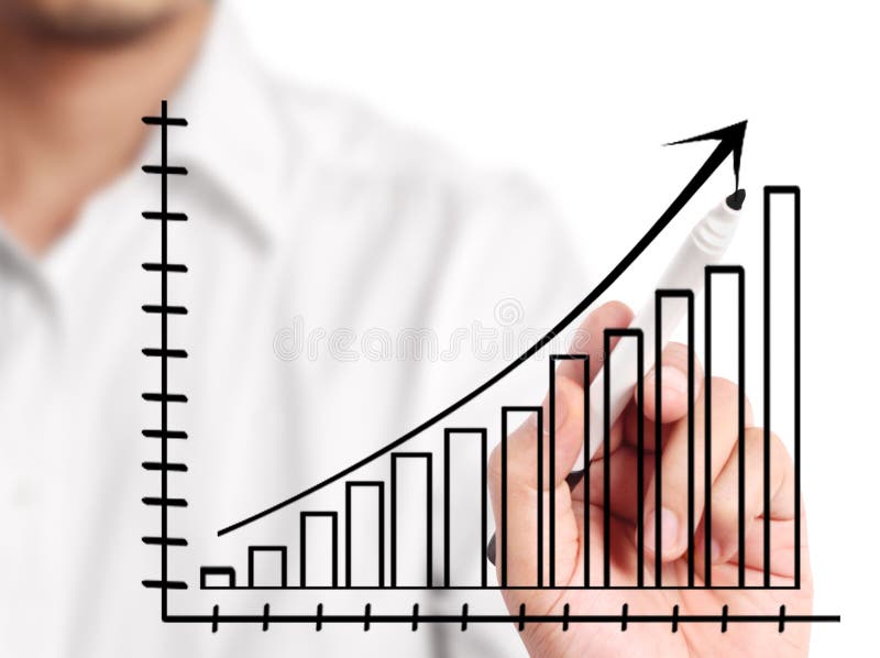 Man hand drawing a chart stock image. Image of graph - 45404751