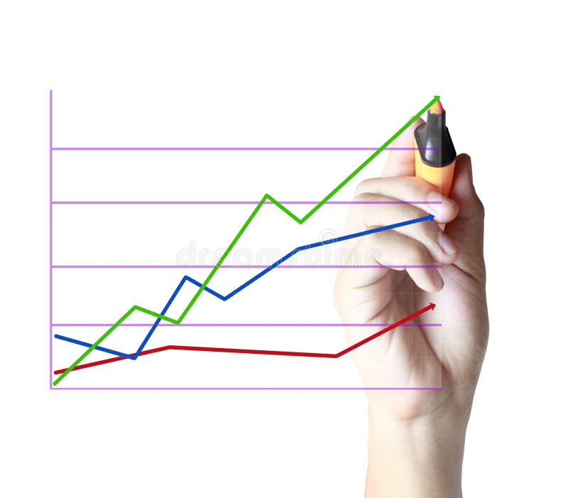 Man hand drawing graph stock photo. Image of business - 46412766