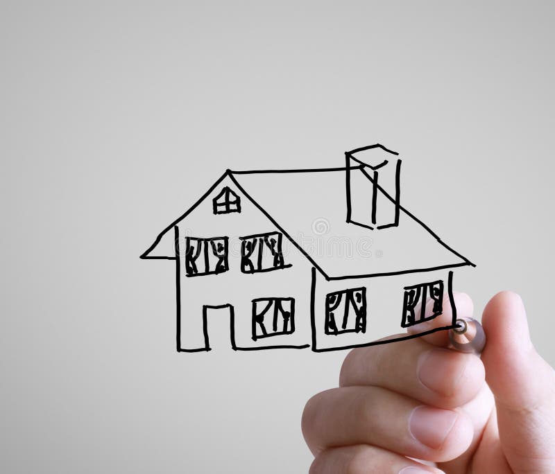 Hand drawing house stock image. Image of construction - 118683469