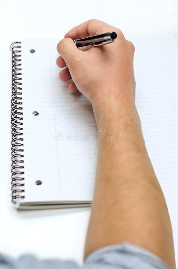 Man Hand Drawing in a Notebook Stock Image - Image of note, education ...