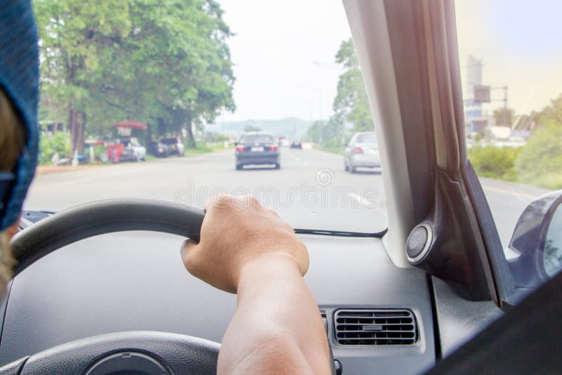 Man hand driving car stock image. Image of drive, vehicle - 232714569