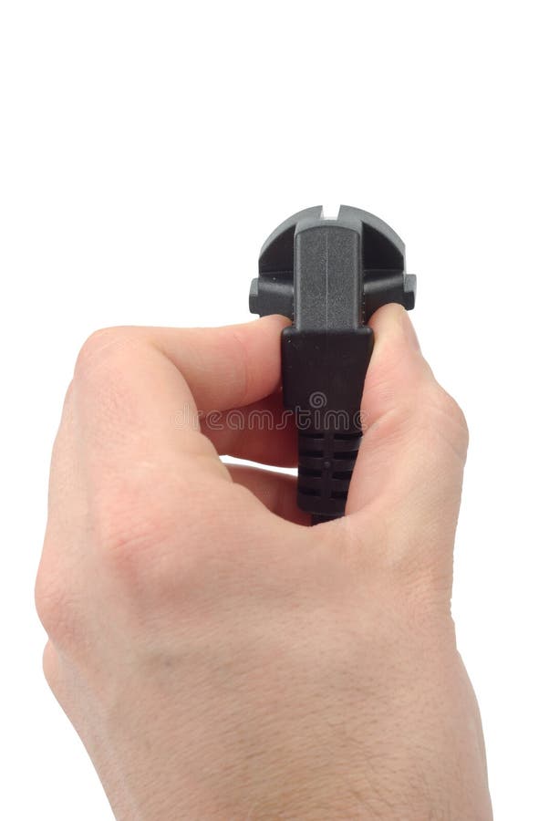 Connector in hand stock photo. Image of electronics, detail - 15758700