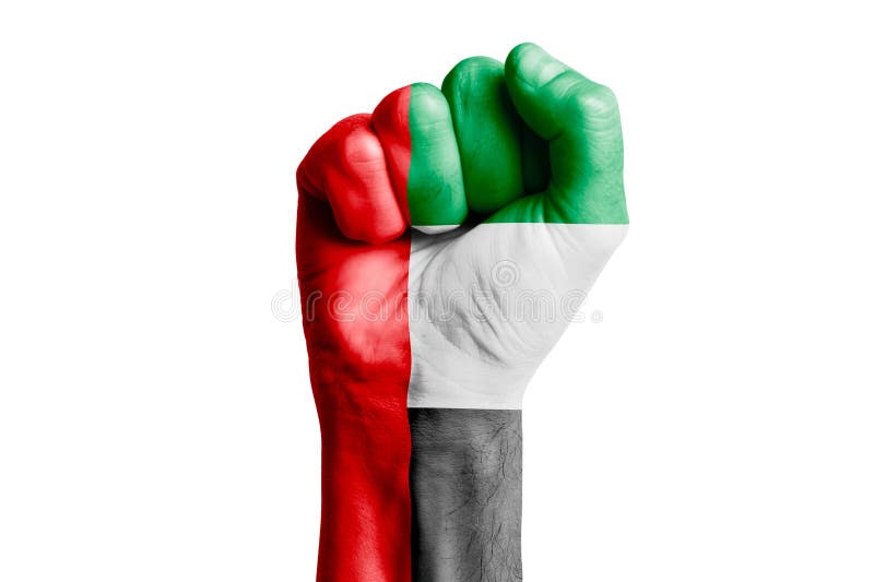 Man Hand Fist of UAE Flag Painted. Close-up. Stock Image - Image of ...