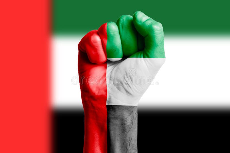 Man Hand Fist of UAE Flag Painted. Close-up. Stock Photo - Image of ...