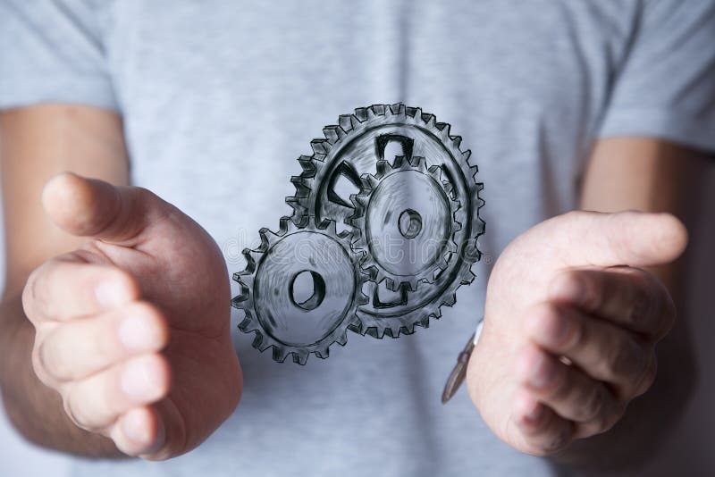 A Hand with Gears Symbol stock image. Image of gears - 44654619