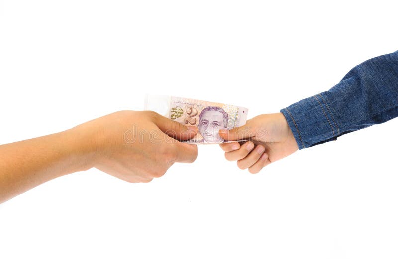 Man Hand Giving Bank Note To Kid Hand Stock Photo - Image of cash ...