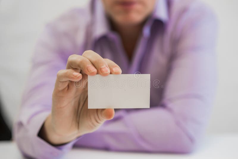Man Hand Giving Business Card in Office Stock Image - Image of announce ...