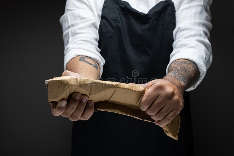 Man Hand Grab and Twist Crate Paper for Recycle. Eco System Stock Image ...