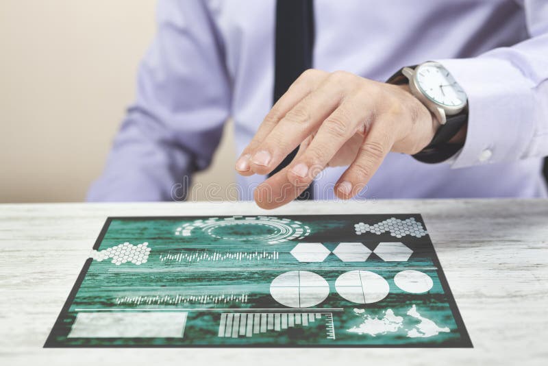 Man hand graph in screen stock photo. Image of intelligence - 173159592