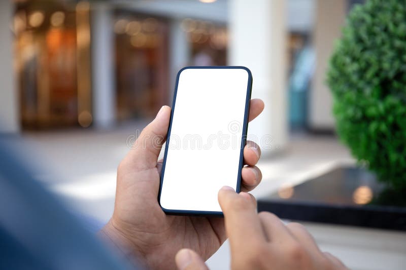 Man Hand Hold Phone with Screen the Street Stock Image - Image of ...