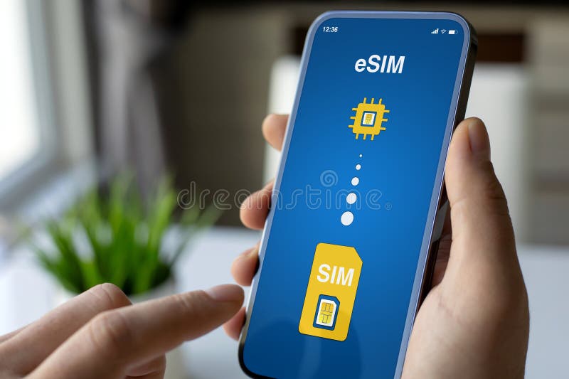 Man Hand Hold Phone with Sim Card Replacement on ESim Stock Photo ...