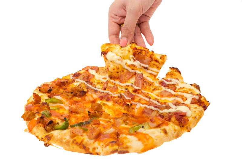 Pizza Isolated on White Background Stock Photo - Image of sauce ...