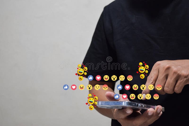 Man Hand Hold Smartphone and Use Social Media Network Application To ...