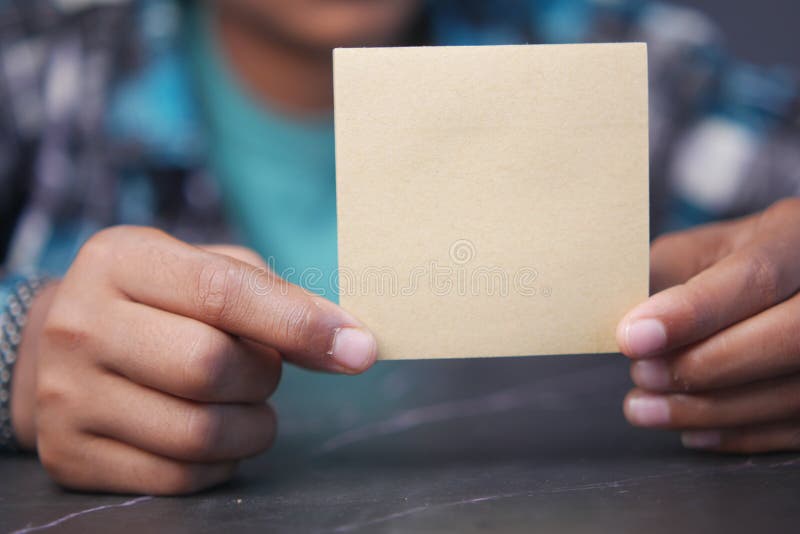 Man Hand Hold a Sticky Note Close Up Stock Image - Image of paper, post ...