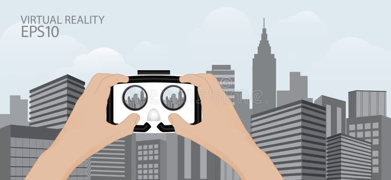 Man Hand Hold Virtual Reality Glasses. Stock Vector - Illustration of ...