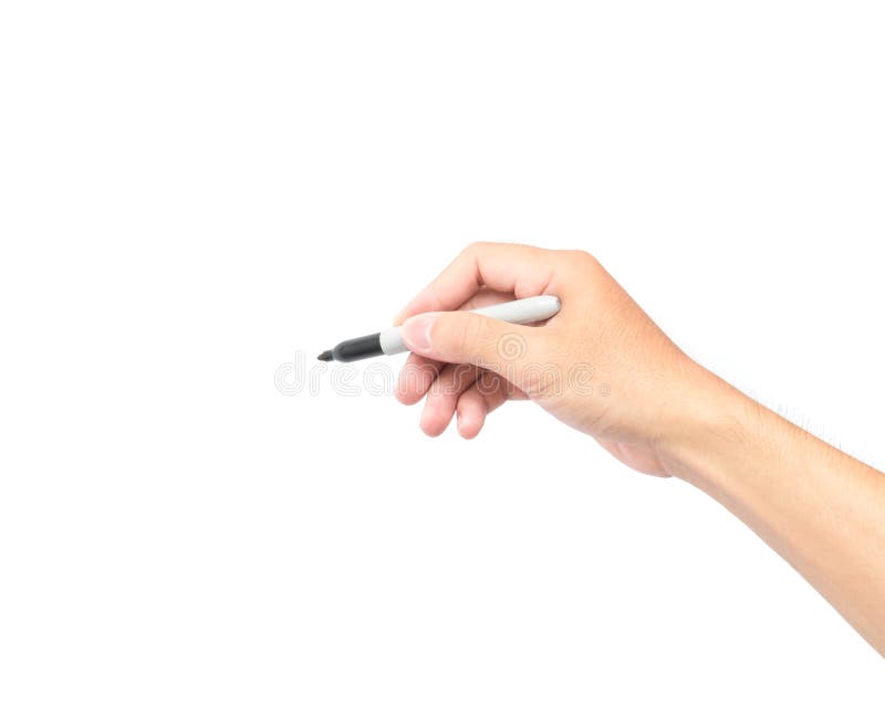 Man Hand Holding a Black Marker Pen on White Background Stock Photo ...