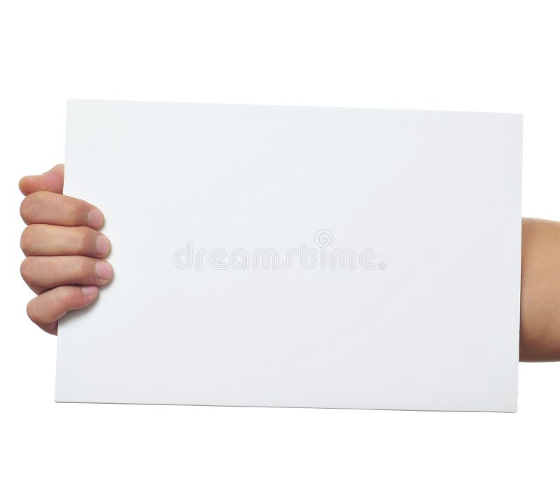 Man Hand Holding a Blank Signboard Stock Photo - Image of paper ...