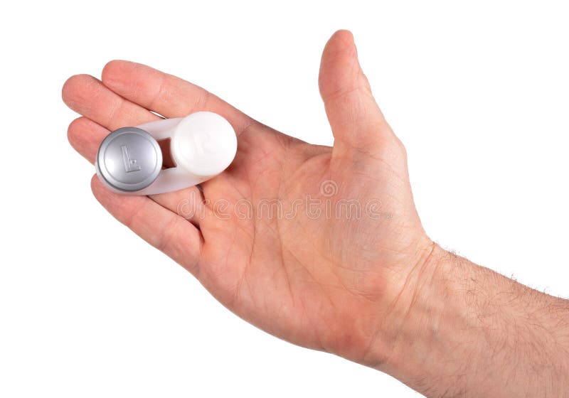 Man Hand is Holding Contact Lens Case Stock Photo - Image of macro ...