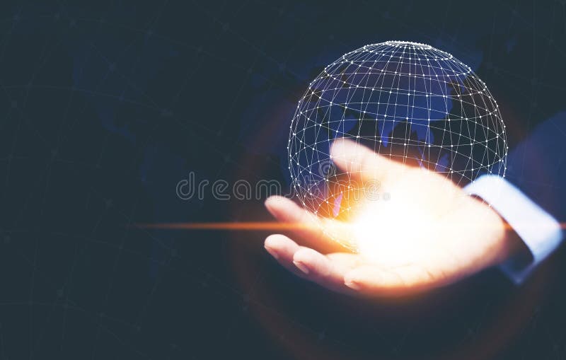 A Man Hand Holding the Digital Global Network Technology Digital Stock ... A Man Hand Holding the Digital Global Network Technology Digital Stock ...