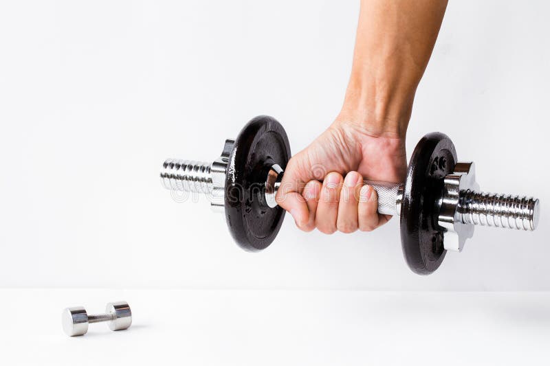 Man Hand Holding Dumbbell Exercise for Good Health Stock Photo - Image ...
