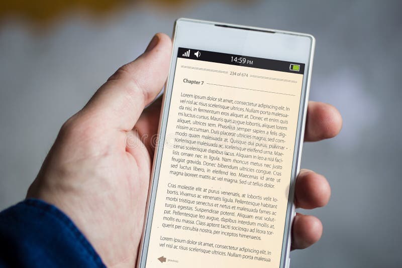 Holding e-book smartphone stock image. Image of smart - 105066815