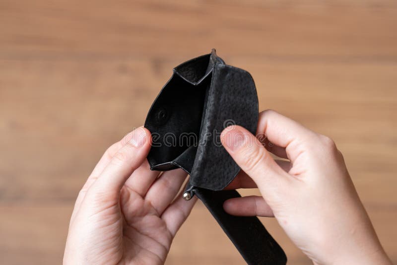 Man Hand Holding Empty Wallet Stock Image - Image of elegance ...