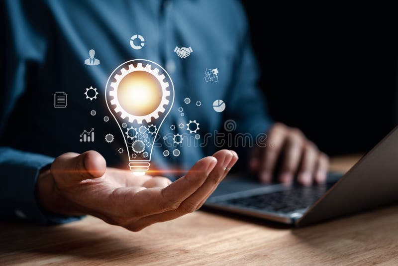 Man Hand Holding Lightbulb with Learning Educate Which for Mind ...