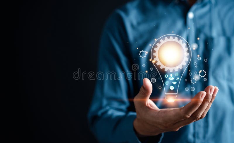 Man Hand Holding Lightbulb with Learning Educate Which for Mind ...