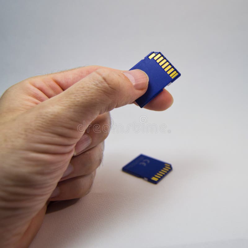 Man Hand Holding a Memory Card on a White Background. Stock Photo ...