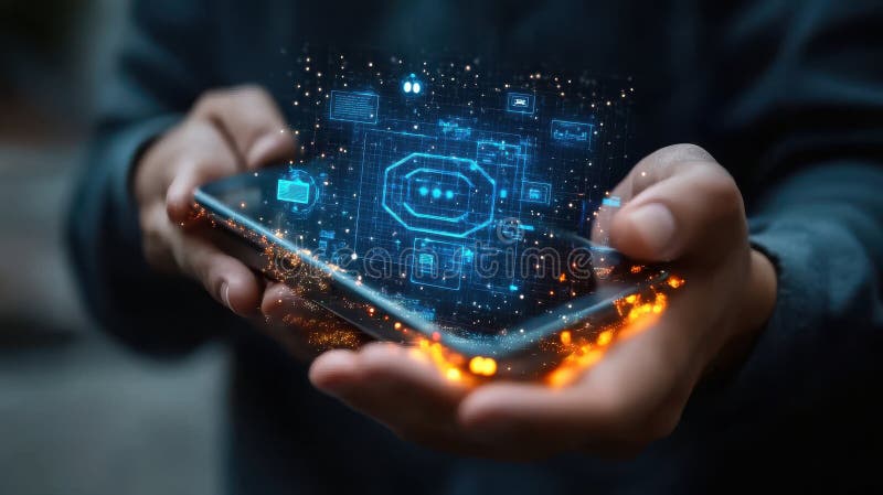 Man Hand Holding Mobile Phone Showing AI Chatbot Interface. Concept of ...