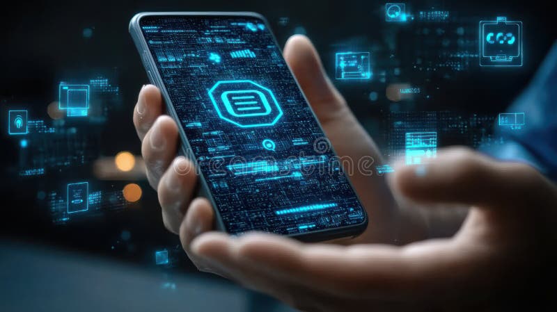 Man Hand Holding Mobile Phone Showing AI Chatbot Interface. Concept of ...