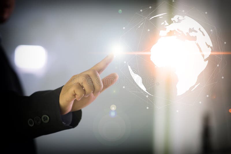 Man Hand Holding Our Planet Earth Glowing Connection Stock Photo ...