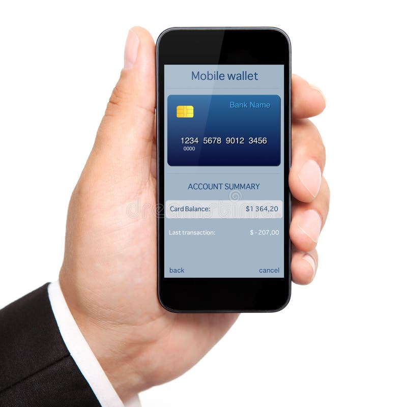 Man Hand Holding the Phone with Mobile Wallet Onlain Shopping on Stock ...