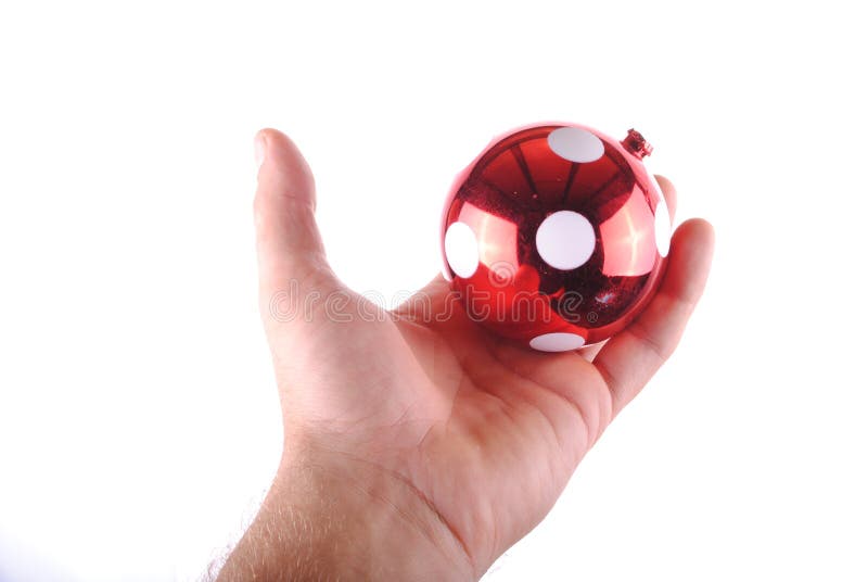 Man Hand Holding a Red Christmas Ball Stock Image - Image of ball ...