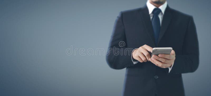 Man Hand Holding Smartphone Device and Touching Screen Stock Photo ...