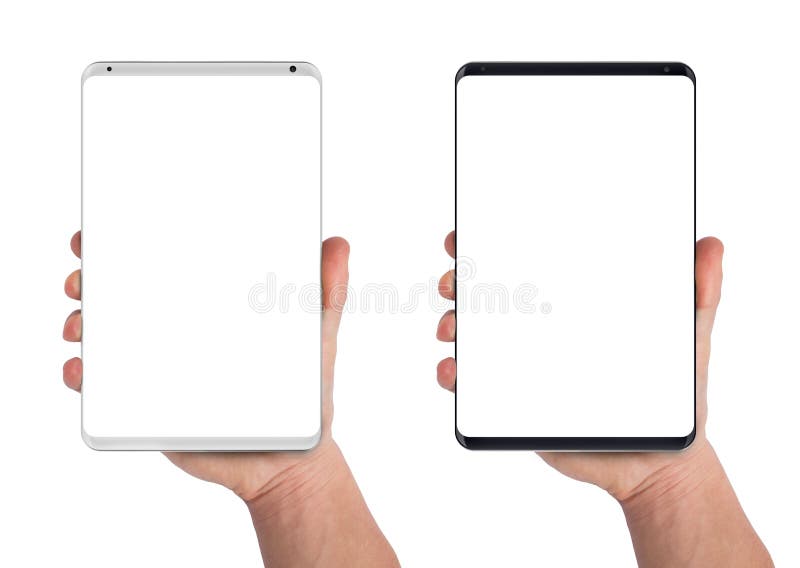 Man hand holding tablet stock photo. Image of application - 93472060