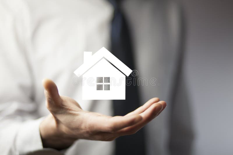 Man Hand House on Virtual Screen Stock Image - Image of presentation ...