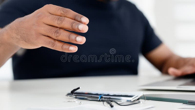 Man Hand Infront of Desktop Computer. Generative Ai Stock Illustration ...
