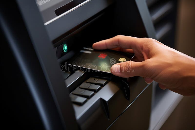 Inserting Credit Card To Bank Atm Stock Illustration - Illustration of ...