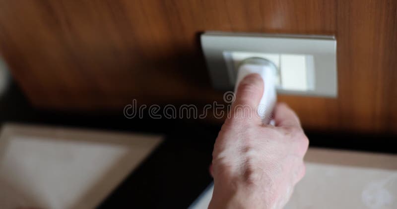 Man Hand Inserting Plug into Socket at Home Closeup 4k Movie Slow ...