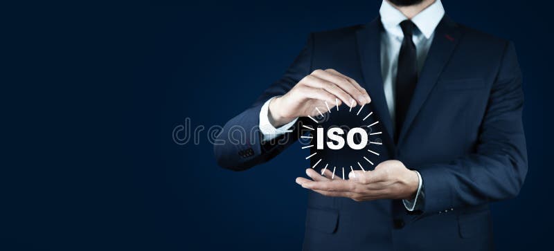 Man Hand Iso Text in Screen. Stock Image - Image of technology, concept ...